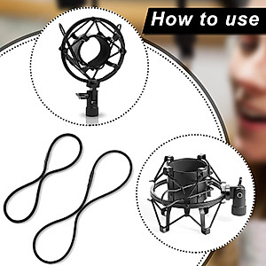8 Pieces Black Universal Elastic Bands Replacement Microphone Shock Mount Rubber Ring Shock Mount Holder Clamp Clip for Microphone Shock Mount Mic Holder Clip