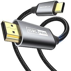 SWITCHFLUX USB C to HDMI Cable 2.1, 6FT 8K@60Hz,4K@144Hz,2K@165Hz Type C to HDMI Cord Support HDCP2.3/HDR/DSC Thunderbolt 3/4 for MacBook, iPhone 15/Plus/Pro/Pro Max,Dell,HP, Lenovo, S22
