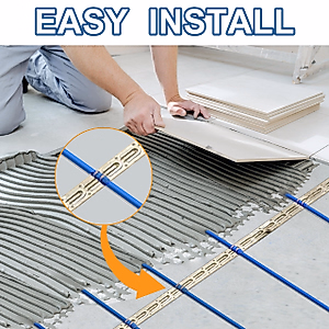 Electric Heated Floor Cable Underfloor Heating System Kit with Cable Guide，Alarm Monitor for Indoor Installation 120V,50 Sqft