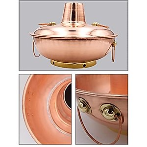 Chafing Dishes Red Copper Thickened Hot Pot, Gas Copper Hot Pot, Hot Pot Chicken Bullfrog Copper Pot for Household and Commercial Use (Color : Brass, Size : 26cm)