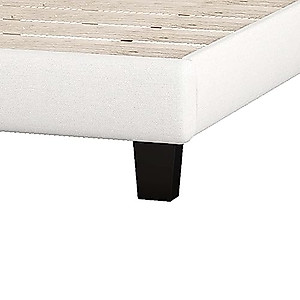 King Size Linen Upholstered Platform Bed Frame with Tufted Headboard for Boys Girls Teens Adults, Noise Free, No Box Spring Needed, Under Bed Storage (King)
