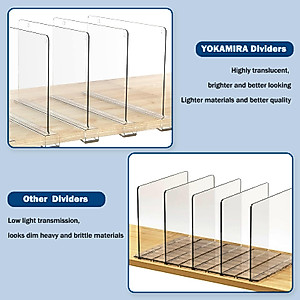 YOKAMIRA 6 PCS Shelf Dividers for Closet Organization,Durable Acrylic Clear Closet Shelf Divider for Shelves Shelf Organizer for Closet Shelf Organizer for Wood Closet Separator Clear