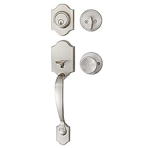 Amazon Basics Handleset with Tulip Knob - Single Cylinder - Satin Nickel