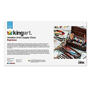 KINGART Artist Wood Pastel, Pen, Marker Portable Storage Box Organizer with Drawer, Tool Box Espresso Finish