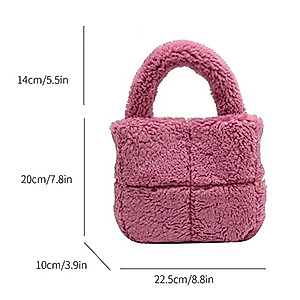 Fluffy Tote Bag Faux Fur Purse for Women Soft Fuzzy Tote Purse Girls Plush Hobo Handbag Fleece Purse for Fall Winter