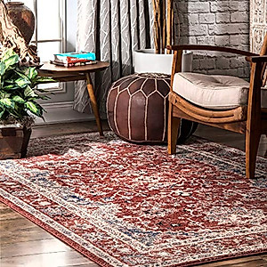 nuLOOM Evelyn Persian Distressed Area Rug, 4' x 6', Red