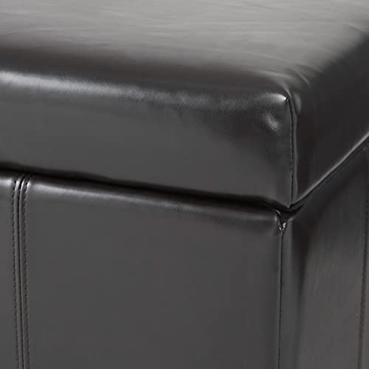 Christopher Knight Home Living Berkeley Brown Leather Square Storage Ottoman, Espresso