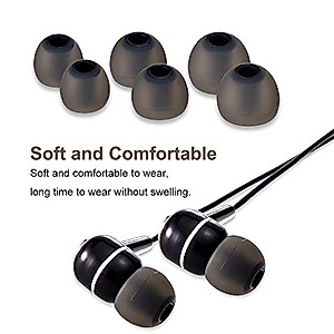 Earbud Tips Soft Silicone Earbuds Replacement Tips Fit for in-Ear Headphones(Inner Hole from 3.8mm -4.2mm Earphones) 9 Pairs S/M/L,Black