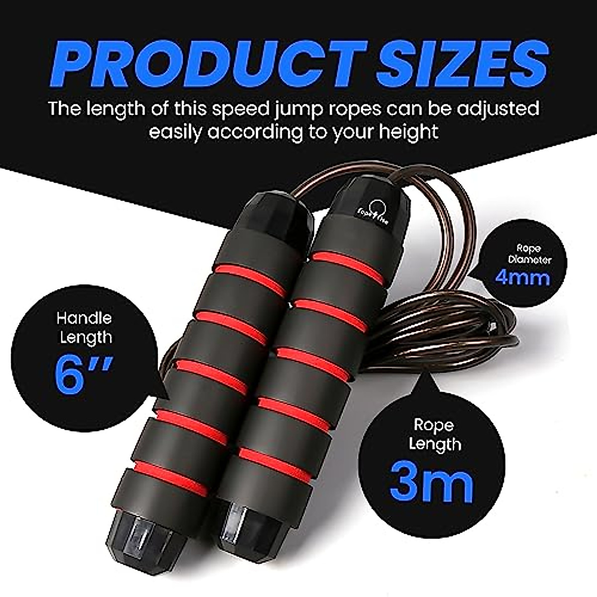 Jump Rope Fitness 3-Set for 2 Adults & Child - Lightweight, Adjustable Length, Durable Pro Quality. Ideal for Fitness, Cardio, Conditioning, Weight Loss for Men & Women + Free Child Rope