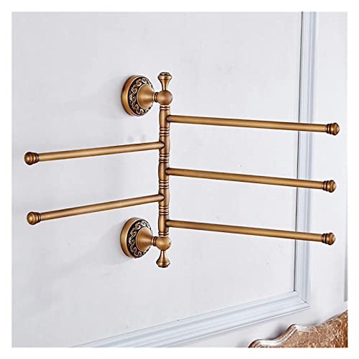 Towel BAR Rack Copper Folding Rotating Towel Bar, Wall Mount Antique Brass 3/4/5 Layer Activities Towel Bar,Hand Towel Holder Bathroom Accessory/4 Bathroom Hardware/4 (Color : 5)