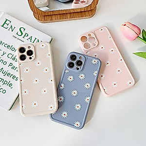 ZTOFERA TPU Back Case for iPhone 14 Pro, Daisy Pattern Glossy Soft Silicone Case, Cute Girls Case Slim Lightweight Protective Bumper Cover for iPhone 14 Pro - Beige