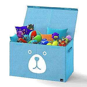 Mindspace Toy Box for Boys, Girls - Toy Storage Bins, Kids Storage Box - Cute Storage Box for Kids Closet Storage, Stuffed Animal Storage, Playroom Organization and Storage - Toy Organizer Bins, Blue