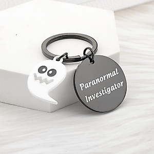 CENWA Funny Paranormal Investigator Keychain Ghost Hunter Gifts Ghost Hunting Gifts Hallowen Day Gift (Paranormal black K)