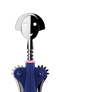 Alessi Anna G. AM01 DAZ - Design Corkscrew, in Thermoplastic Resin and Chrome-Plated Zamak, Blue