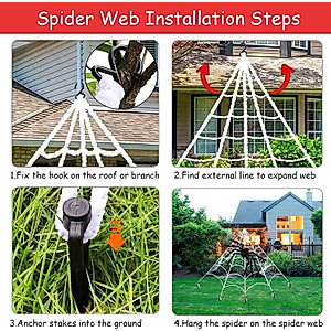 Giant Halloween Spider Web Decoration Large Spider Web for Outside House Fake Triangular Spider Web 17Feet Big Spider 59" and 20g Stretchable Spider Cobweb for Outdoor Yard Lawn Wall Home Porch House