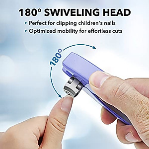 Clipperpro Omega Select Fingernail Clipper - Senior Finger Nail Clippers for Women and Men | Ergonomic Nail Cutter Clipper with 180 Degree Swivel Head | Sharp, Durable Thick Nail Clippers