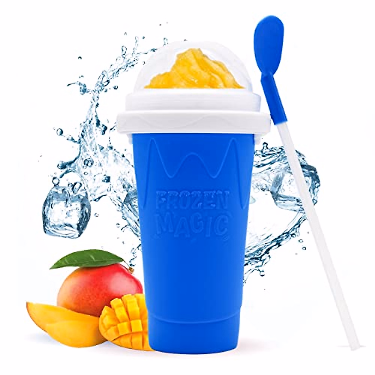 Slushy Cup Slushie Cup Maker, Slushy Maker Cup Magic Frozen Squeeze Ice Cup Tiktok Cool Stuff,Slushie Cups with Lids And Straws,Slush Cup Summer Homemade DIY Smoothies Slushies Cups Slushy Machines (blue)