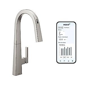 Moen Nio Spot Resist Stainless Contemporary Smart Faucet Touchless Pull Down Sprayer Kitchen Faucet with Voice Control and Power Boost, S75005EVSRS