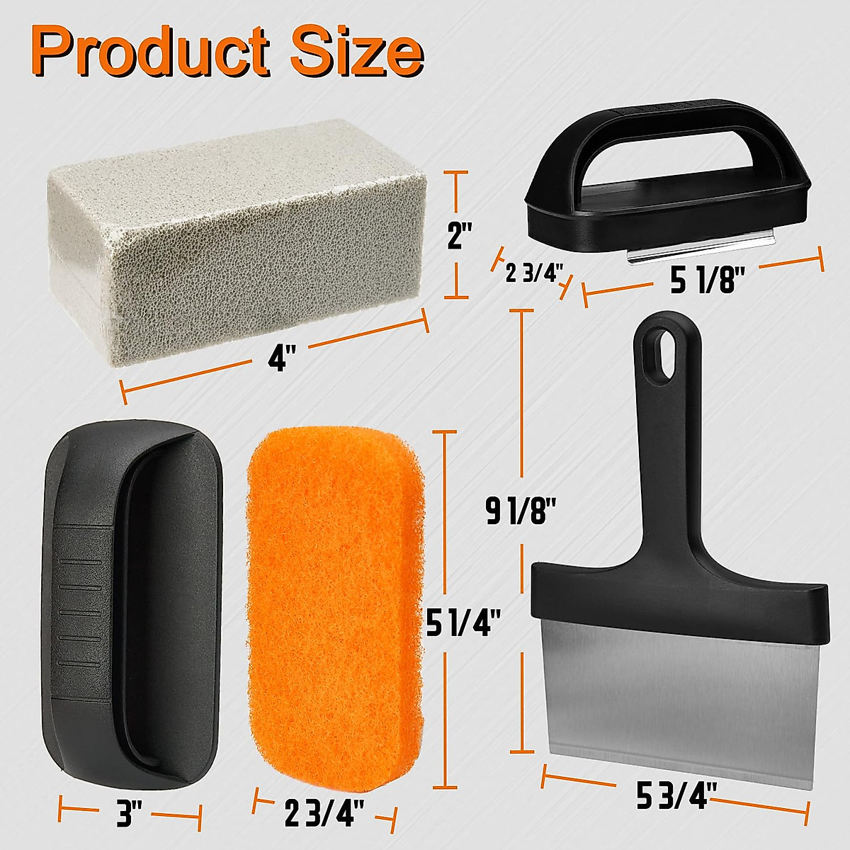 Griddle Cleaning Kit for Blackstone, 26 Pieces Flat Top Grill Accessories Cleaner Tool Set - 1 Scraper, 3 Cleaning Brick, 20 Scouring Pads, and 2 Handles, Easy Cleaning on Hot or Cold Surfaces