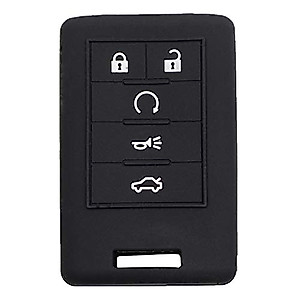 Btopars 2pcs 5 Button Smart Remote Key Fob Rubber Case Cover Protector Compatible with Cadillac ATS CTS DTS STS XTS ATS SRX Escalade Black Pink