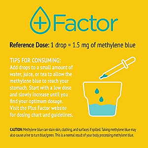 Plus Factor Cellular Boost Complex - 3% USP Grade Methylene Blue & Silver Nano Particles - Improved Focus & Memory - Mitochondria Booster - 30ml