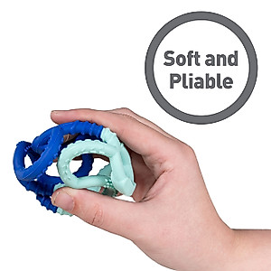 OgoBolli Gummi Teething Ring Textured Sensory Ball Toy for Babies & Toddlers - Stretchy, Soft Non-Toxic Silicone - Age 6+ Months - Blue Blueberry