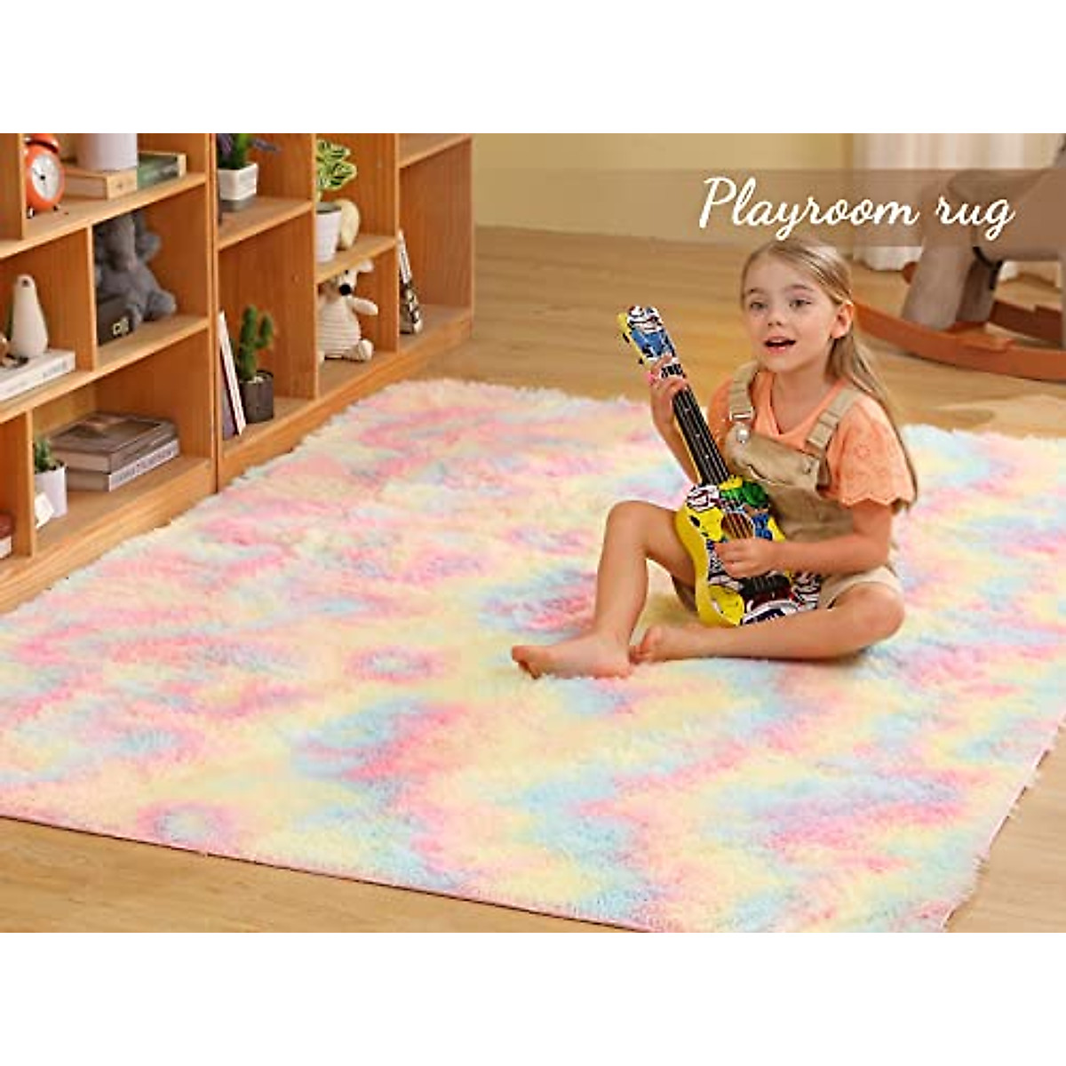 Medeunk 8x10 Area Rugs Rainbow Super Soft Fluffy Upgrade Sponge Non-Slip No Shedding for Living Room Bedroom Girls/Boys Room Dorm Playroom