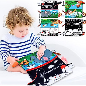 Aboosam Tummy Time Baby Mirror Toys 0-6 6-12 Months High Contrast Infant Toys Brain Development with Crinkle Cloth Book and Teether - Montessori Newborn Sensory Toys for Babies Boys Girls Gifts