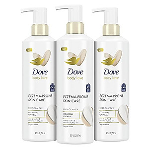 Dove Body Love Body Cleanser Eczema-Prone Skin Care Colloidal Oatmeal 3 Count Fragrance Free Body Wash Instantly Soothes & Nourishes Dry-Itchy Skin 17.5 FO
