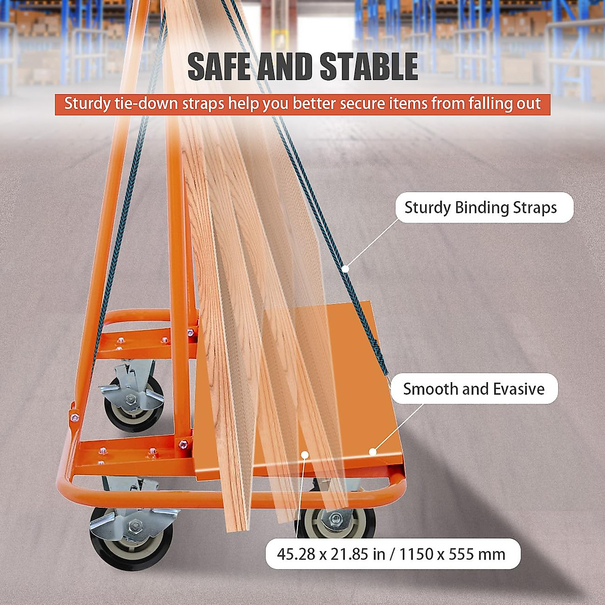 Heavy Duty Dolly Panel Dolly Drywall Sheet Board Cart with 5" Swivel Wheels 3000LBS Load Platform Truck Cart Plywood Dolly for Wall Panel, Wood Panel, Sheetrock Granite Sheet Tile Dolly Cart