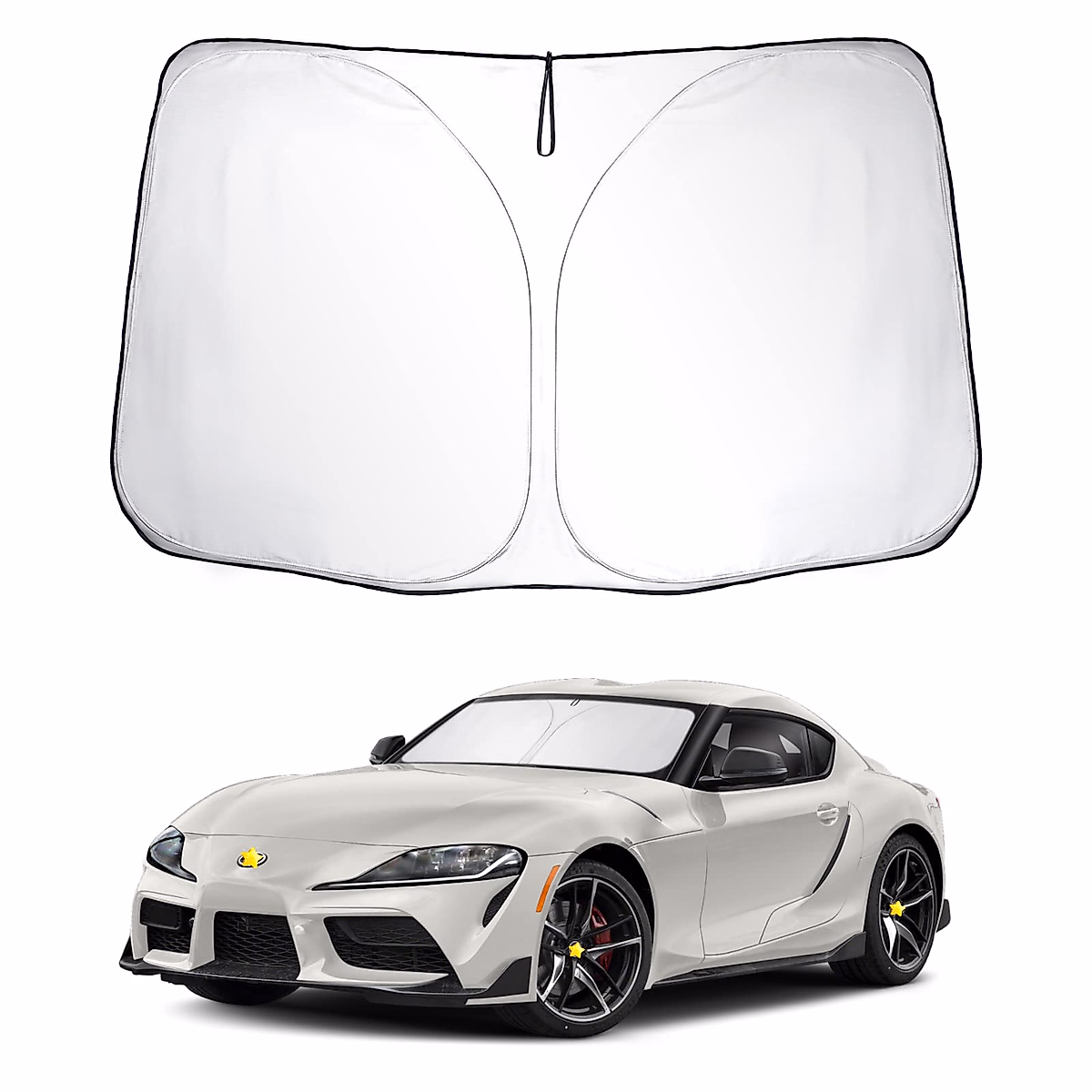 SKTU 2024 2025 Supra Front Windshield Sunshade for 2020 2021 2022 2023 2024 2025 Toyota GR Supra Windshield Sun Shade Foldable for Blocks UV Rays and Blocks Heat and Sun Keeps Vehicle Cool