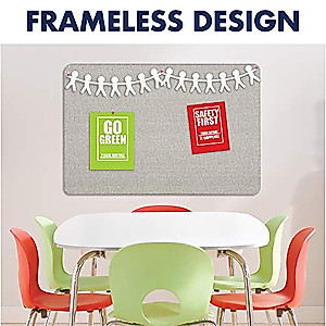 Quartet Bulletin Board for Walls, Fabric, 3' x 2', Frameless Pin Board, Fiberboard, Display Board, Oval Office, Home Office Decor or Home School Organization Board, Vertical/Horizontal, Gray (7683G)