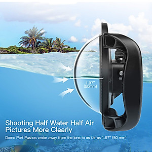D&F Dome Port for DJI OSMO Action Camera 1, Dual Handheld Dome Lens Built-in 45m/147ft Waterproof Housing Case Equip with High Clear Dome Lens/Trigger Buttun/Water-Line