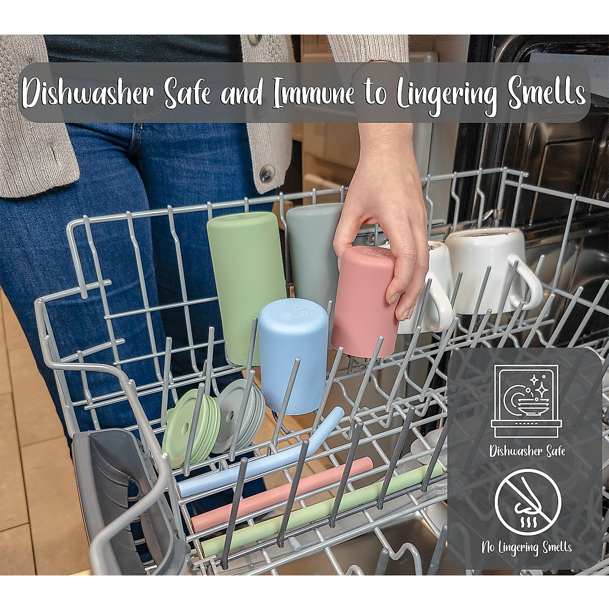 Cascade Kids Silicone Kids Cups with Straws - Set of 2, Unbreakable Training Cup with Straw for Babies and Toddlers for less mess, BPA-Free Silicone Baby cup, 6+ Month, 6oz, (Rose Pink/Stone Grey)