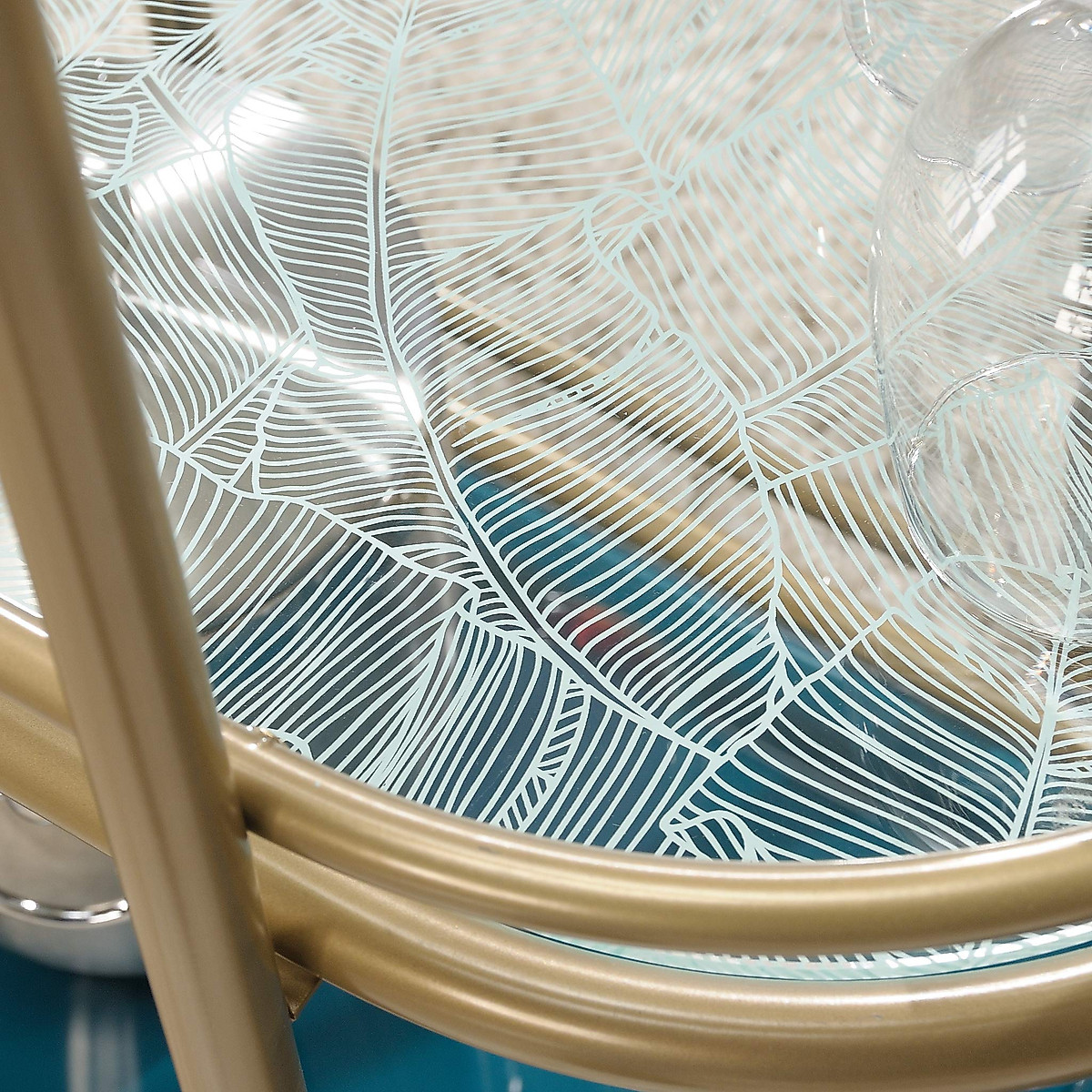 Sauder Coral Cape Bar Cart/Pantry cabinets, Satin Gold Finish