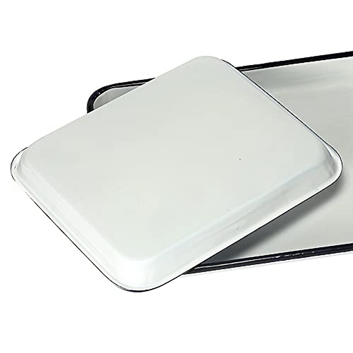 1PCS Handcrafted Vintage Tray White Enamel Home Cake Oven Baking Tray Square Retro Plates (16CMX22CMX3CM)