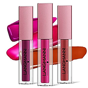 LANGMANNI 12Pcs Lip gloss Collection Makeup Set, Shiny Smooth Soft Liquid Lip Glosses Lip Stain With Rich Varied Colors For Girls And Women Makeup