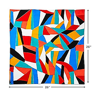 Hallmark Reusable Fabric Gift Wrap (1 Sheet: 26" x 26", Red, Yellow, Teal, Blue, Black Abstract) for Birthdays, Graduations, Baby Showers, Holidays