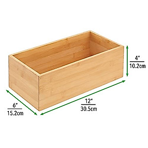 mDesign Bamboo Wood Organizer Storage Bin Box for Kitchen, Pantry, and Drawer Organization; Holder for Snacks, Juice Boxes, Utensils, Tea, Coffee - Echo Collection - 8 Pack - Natural
