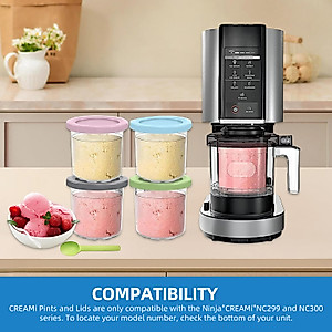 Generic Containers Replacement for Ninja Creami Pints and Lids, 4 Pack Ice Cream Containers with Colorful Lids, Compatible with NC299AMZ & NC300s Series Ice Cream Maker, BPA-Free, Dishwasher Safe