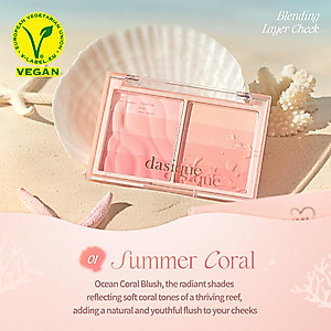 Dasique Blending Layer Cheek #01 Summer Coral | 8 blendable shades | Coral Collection | Vegan
