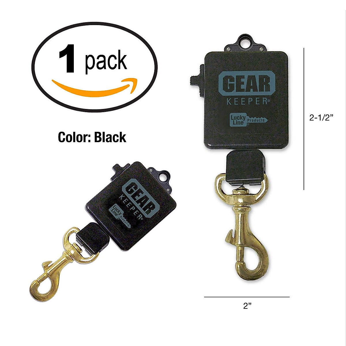 Lucky Line Ultra HIGH Force Gear Keeper, Industrial Strength Key Retractor Supplied with Brass Plated Bolt Snap, 28" Kevlar Cord, Slip-ON Belt Bracket, 1 per Pack (47401)