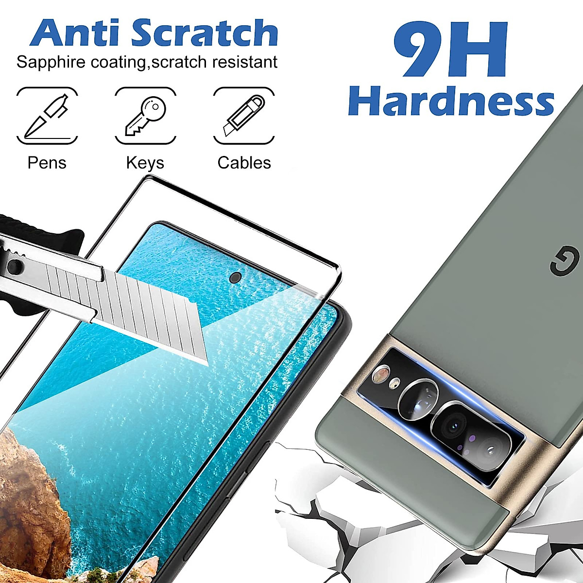 [2+2 Pack] for Google Pixel 7 Pro Screen Protector, 9H Tempered Glass, Ultrasonic Fingerprint Compatible, 3D Curved, HD Clear Scratch Resistant for Google Pixel 7 Pro 5G Glass Screen Protector