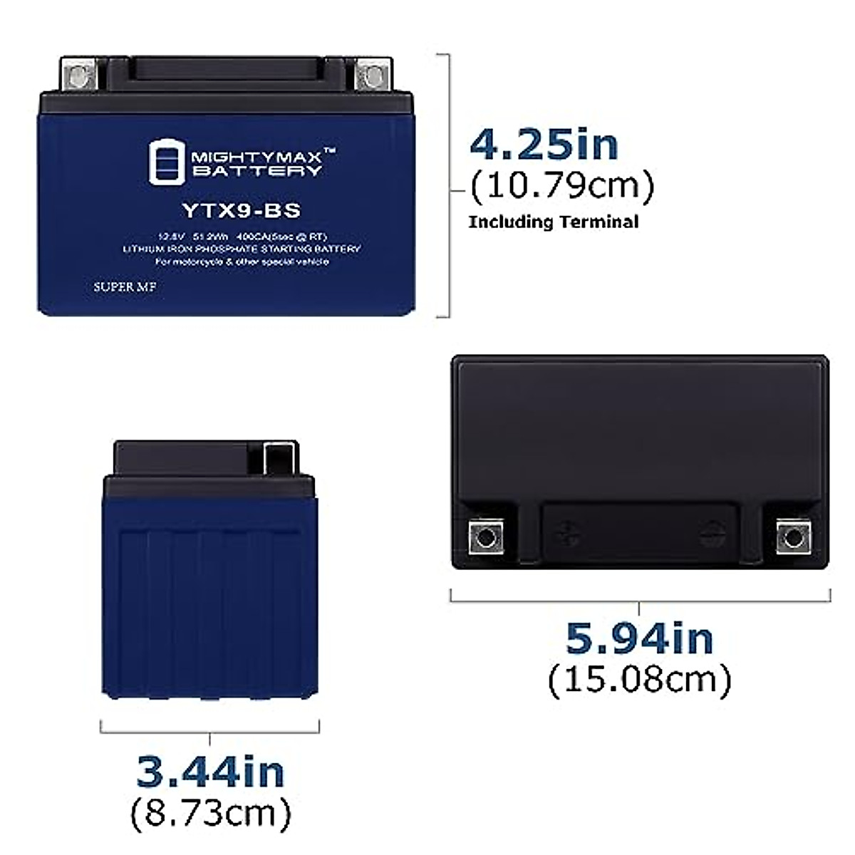 Mighty Max Battery YTX9-BS Lithium Battery Replaces Duralast Motorcycle PowerSport