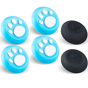 9CDeer Performance Joystick Analog Stick Thumb Grips Set of 6 Compatible with PS5, PS4, Xbox Series X/S Xbox One, Switch Pro Controller Blue st