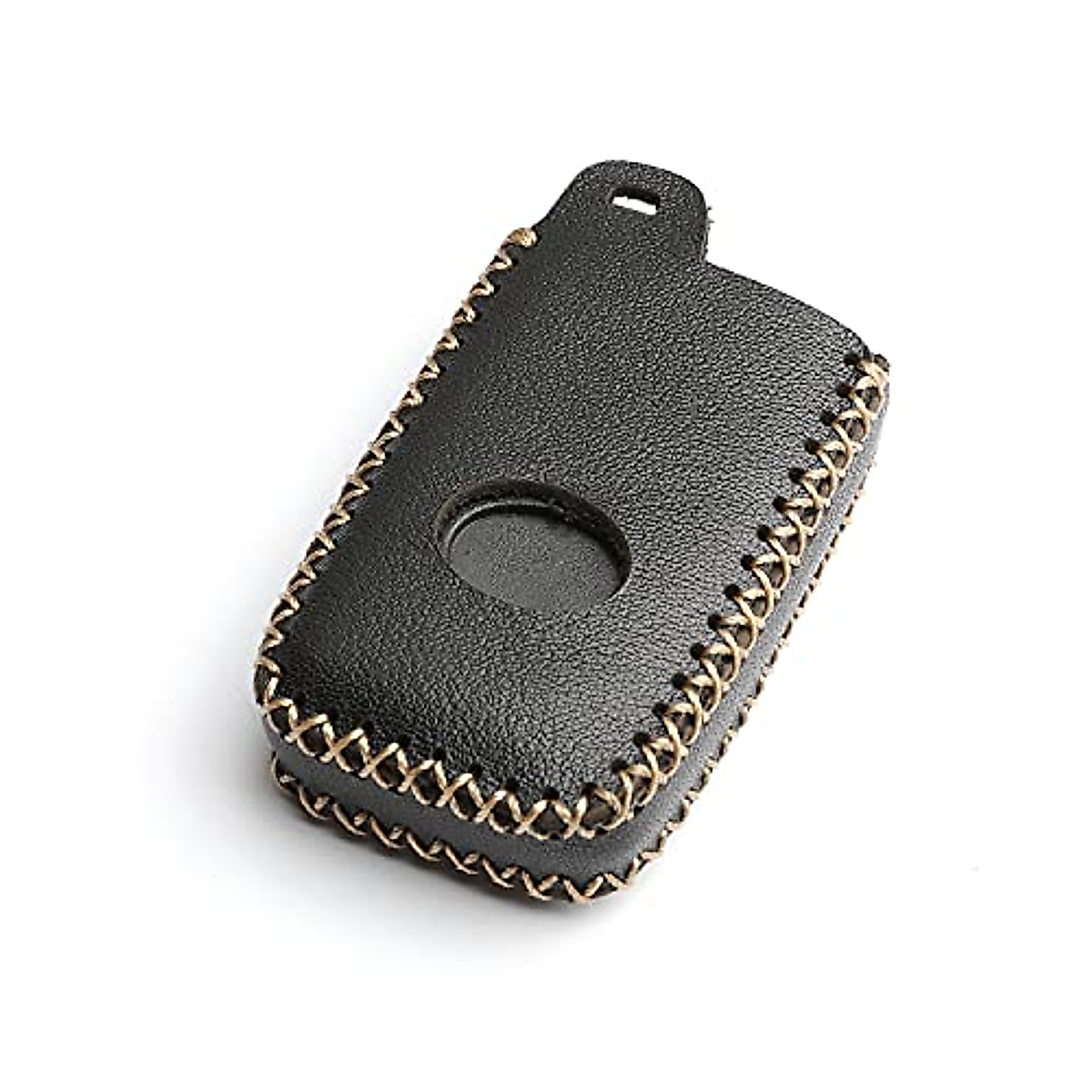 WFMJ Leather for Toyota 4Runner Avalon Camry Corolla Land Cruiser Venza RAV4 Subaru BRZ Remote 3 Buttons Key Case Holder Cover Fob Chain (Black)
