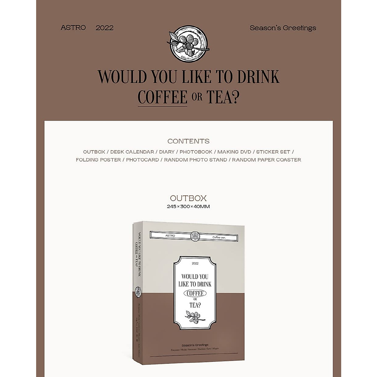 FANTAGIO ASTRO - 2022 SEASON'S GREETINGS+Extra Photocards Set (COFFEE ver.)