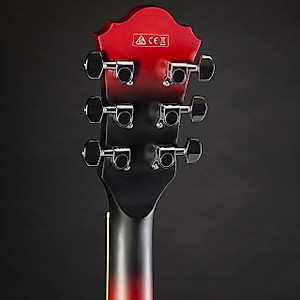 Ibanez Artcore 6 String Semi-Hollow-Body Electric Guitar, Right, Sunburst Red Flat, Full (AM53SRF)