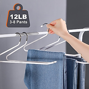 JOYBOS Pants Hangers Space Saving - 30 Pack Open Ended Hangers for Pants - Scarf Organizer Hanger for Closet - Metal Non Slip Jean Hanger - White Pant Hangers for Jeans,Trouser,Leggings,Slacks