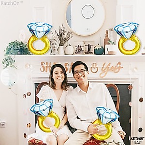 KatchOn, Cute Diamond Ring Balloon - Pack of 4, 18 Inch | Bachelorette Party Decorations | Engagement Ring Balloons for Engagement Party Decorations | Bridal Shower Decorations | Bachelorette Balloons
